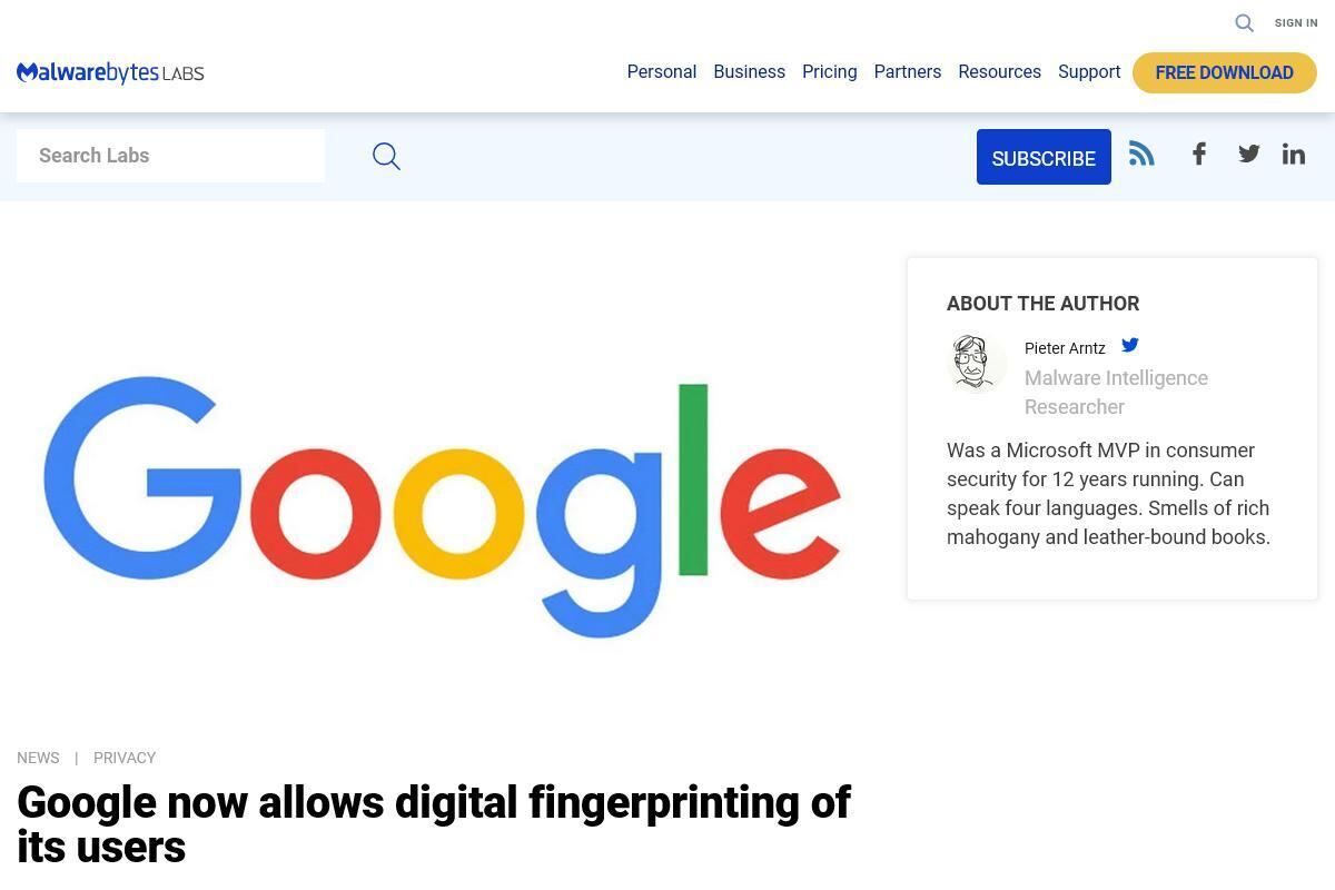 Googleがフィンガープリンティング解禁 - 個人情報の収集可能に - ライブドアニュース