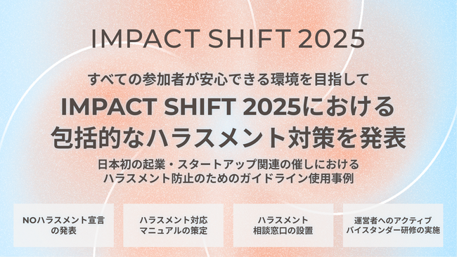 すべての参加者が安心できる環境を目指してIMPACT SHIFT 2025における包括的なハラスメント対策を発表 (2025年2月27日掲載) - ライブドアニュース