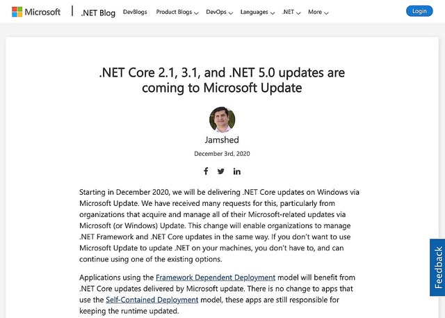 Microsoft、.NET Coreの更新プログラムの配信をMicrosoft Updateに追加 - ライブドアニュース