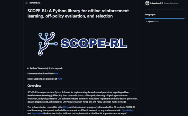 博報堂テクノロジーズ、オフライン強化学習用Pythonライブラリ「SCOPE-RL」をOSS (2023年7月21日掲載) - ライブドアニュース