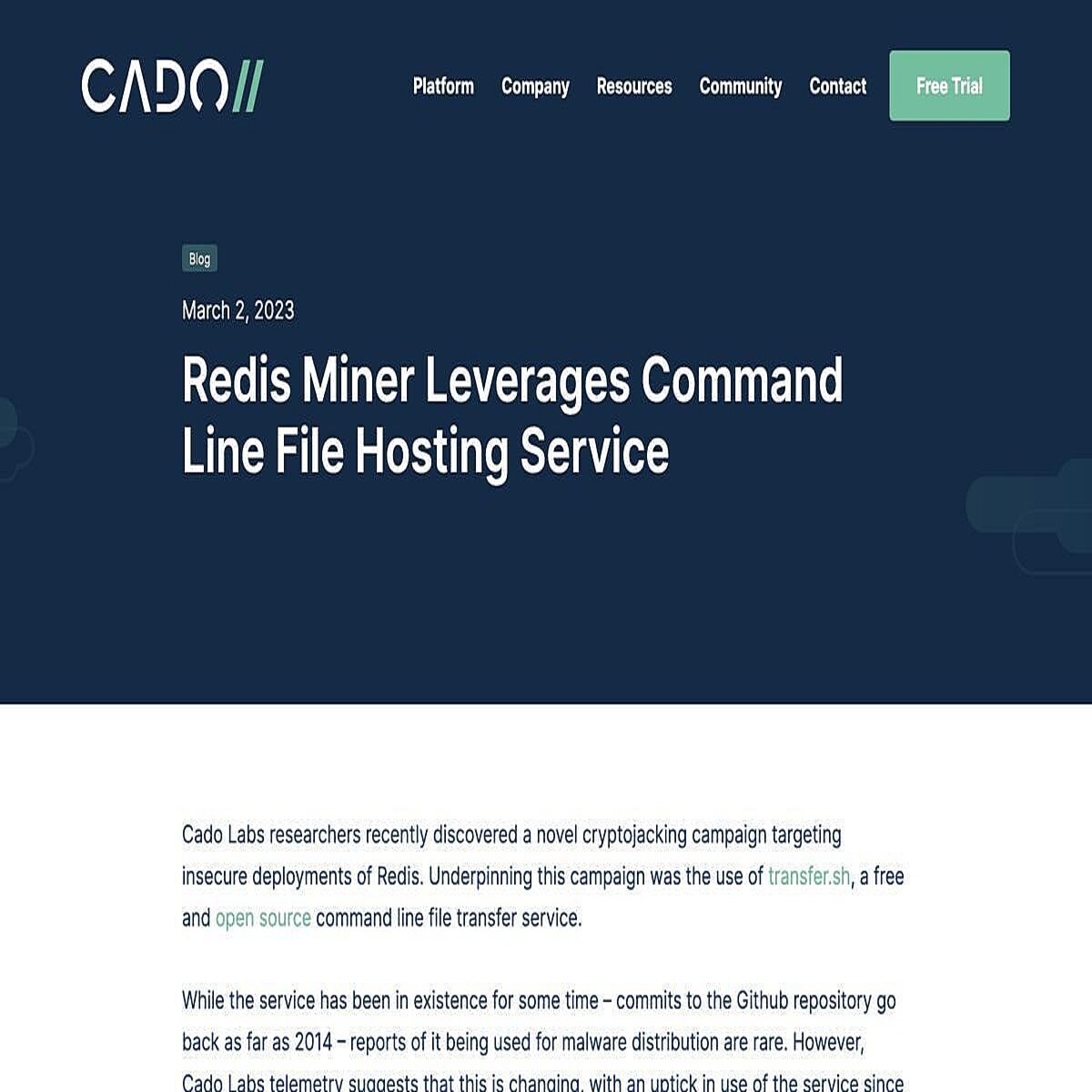 transfer.sh悪用してRedisを侵害するクリプトジャッキングの新たな手口に注意 (2023年3月6日掲載) - ライブドアニュース