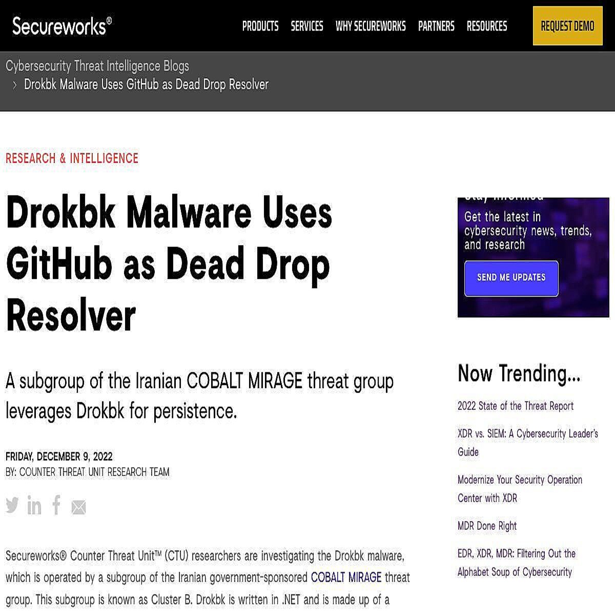 .NETで記述されたマルウェア、デッドドロップリゾルバにGitHub悪用 (2022年12月15日掲載) - ライブドアニュース