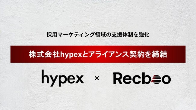 【Recboo】株式会社hypexとアライアンス契約を締結。採用マーケティング領域の支援体制を強化。 (2025年5月21日掲載) - ライブドアニュース