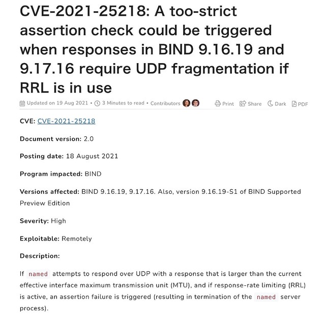 ISC BIND 9にサービス運用妨害の脆弱性、アップデートが必要 (2021年8月21日掲載) - ライブドアニュース