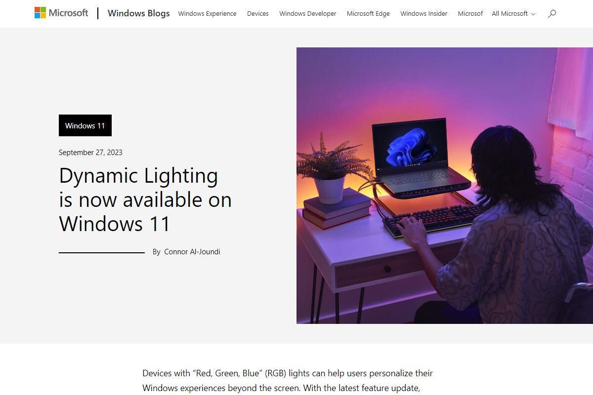 Windows 11、新機能「動的ライティング」を公開 - ライブドアニュース