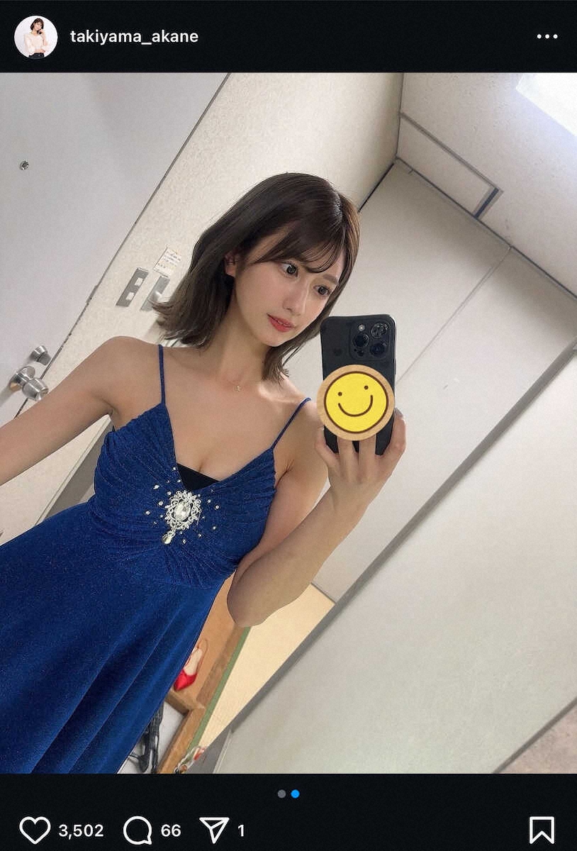 ABEMA人気女子アナ 艶やかな青のドレス姿にフォロワー興奮！「華やかさに釘付け」 - ライブドアニュース