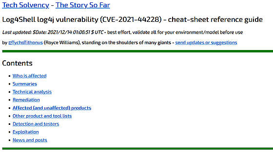 Java・Log4jライブラリの脆弱性「Log4Shell」に対応する方法などをまとめたチートシートが公開中、影響のあるプロダクトも一目で明らかに (2021年12月14日掲載 ...