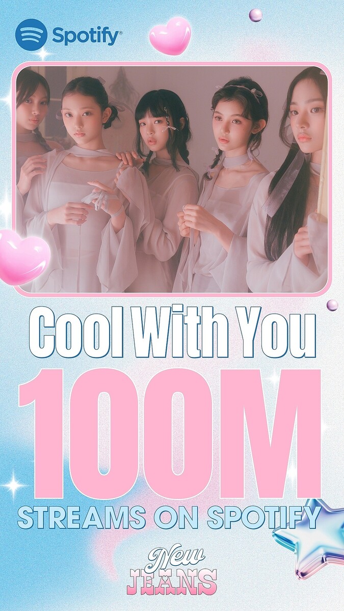 NewJeans、2nd EPのトリプルタイトル曲「Cool With You」がSpotifyで1億ストリーミング突破！通算10曲目 ...
