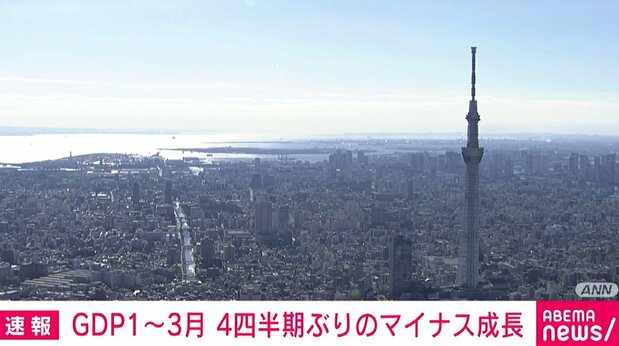 GDP1～3月 4四半期ぶりのマイナス成長 - ライブドアニュース