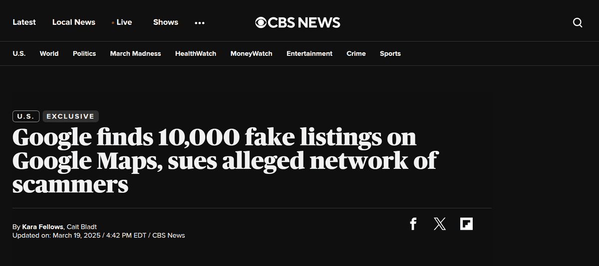 ついにGoogleマップから1万件以上もの偽レビュー・おとり商法など不正な偽ビジネスが削除され、黒幕の詐欺師がGoogleから訴えられる - ライブドアニュース