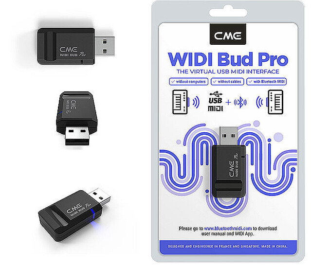 CMEからUSBドングルタイプのBluetooth MIDIアダプター「WIDI Bud Pro」登場、最大4台までをワイヤレス接続可能 ...