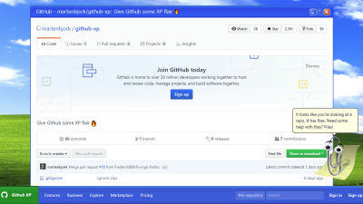 GitHubがWindows XP風の外観に変わるChrome用アドオン「Github XP」 - ライブドアニュース