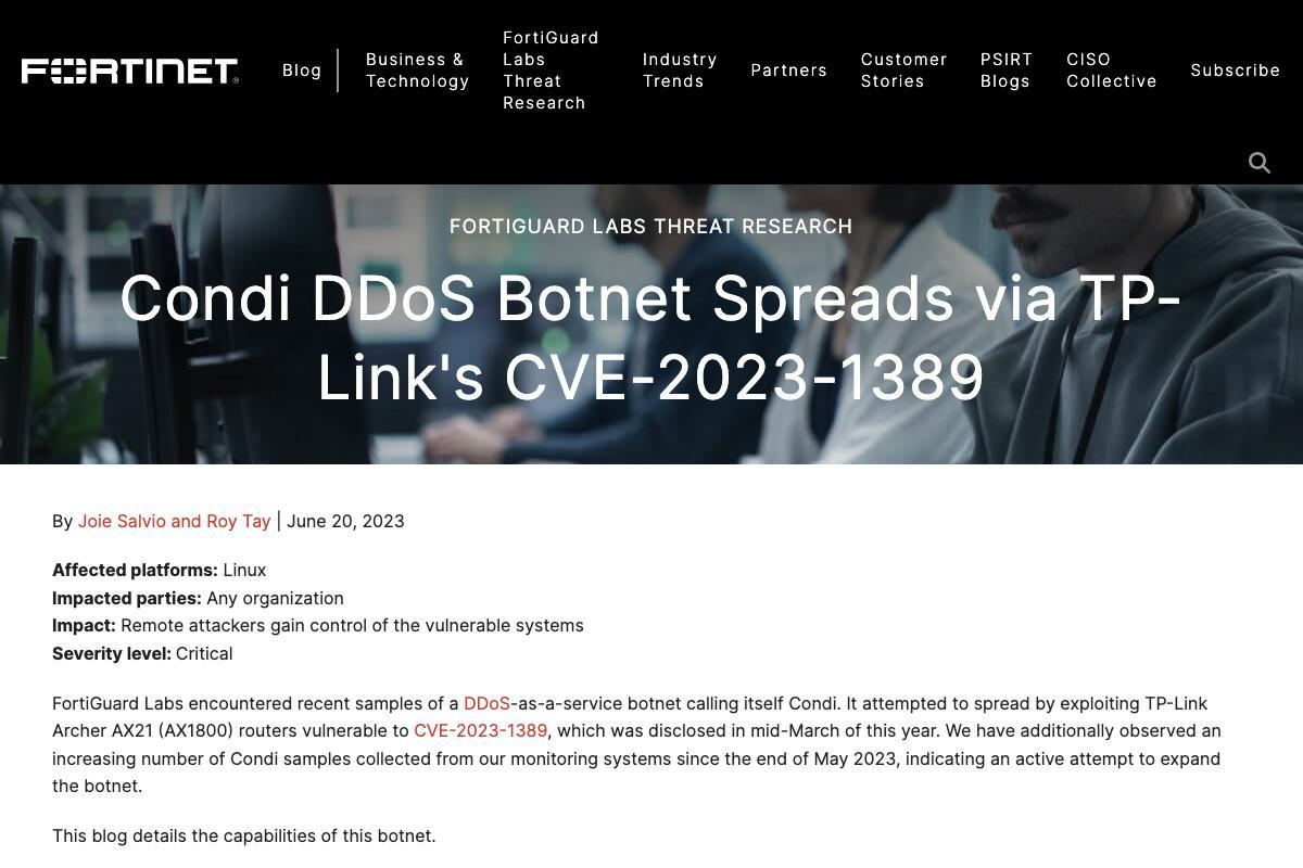 TP-Linkルータの脆弱性で広がる「Condi」マルウェア、アップデートを - ライブドアニュース