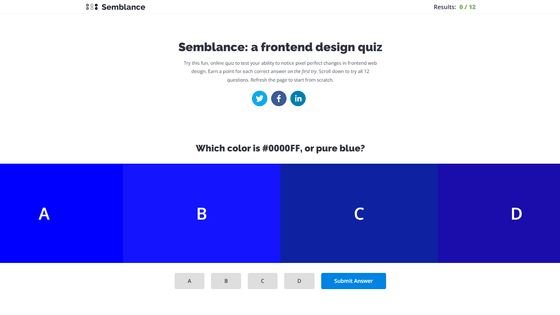ウェブデザインの基礎知識がクイズ形式で問われるサイト「Semblance: a frontend design quiz」 (2022年12月31日掲載) - ライブドアニュース