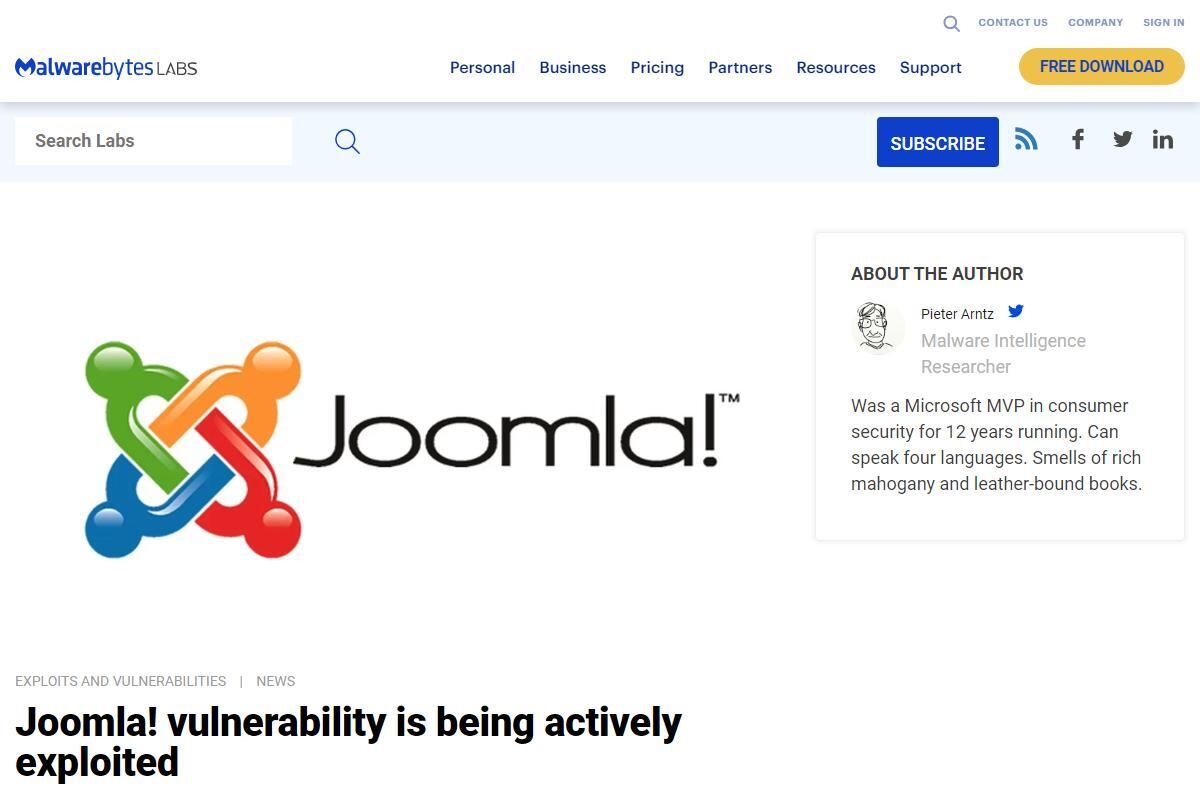 オープンソースCMS「Joomla!」の脆弱性悪用を確認、CISAが注意喚起 - ライブドアニュース