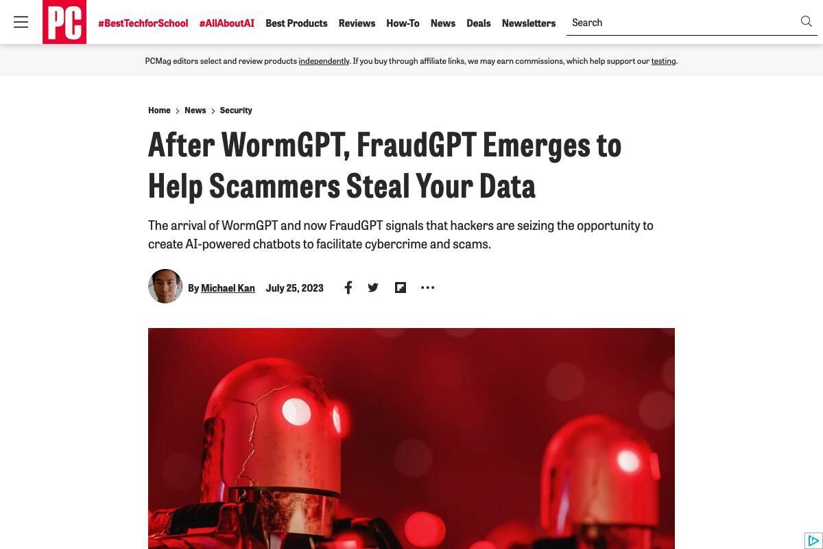 サイバー犯罪者向け邪悪な生成AI「FraudGPT」登場 - ライブドアニュース