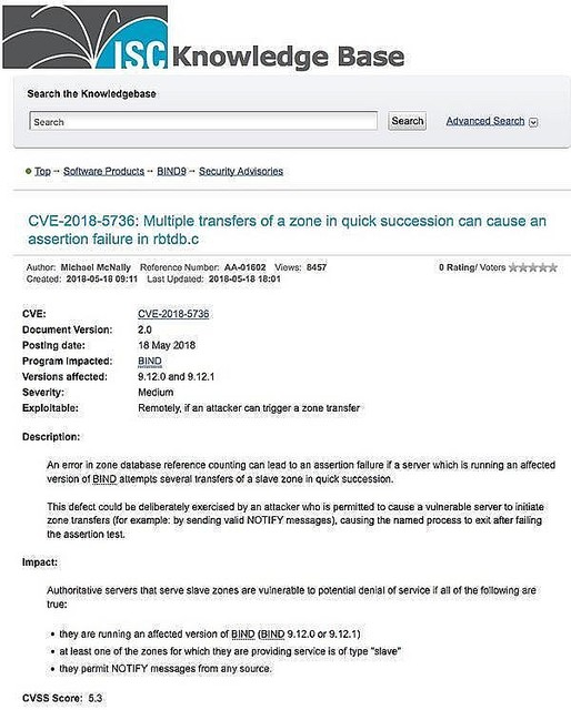 BINDにDoS攻撃可能な脆弱性 - JPCERT/CC - ライブドアニュース