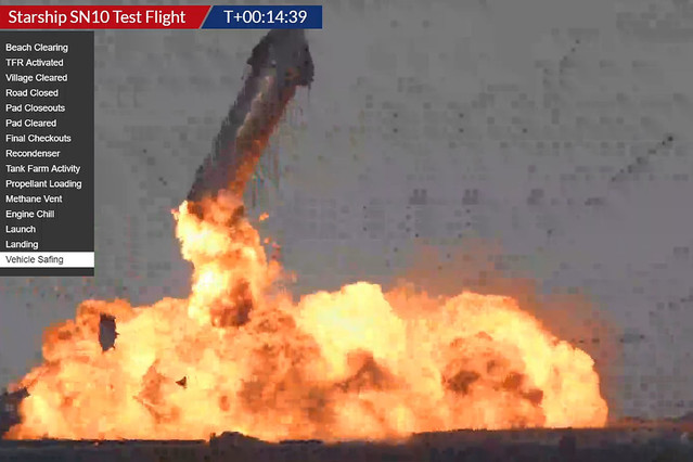 SpaceX、Starship SN10試験打上げで着陸に成功！しかし数分後に爆発 - ライブドアニュース