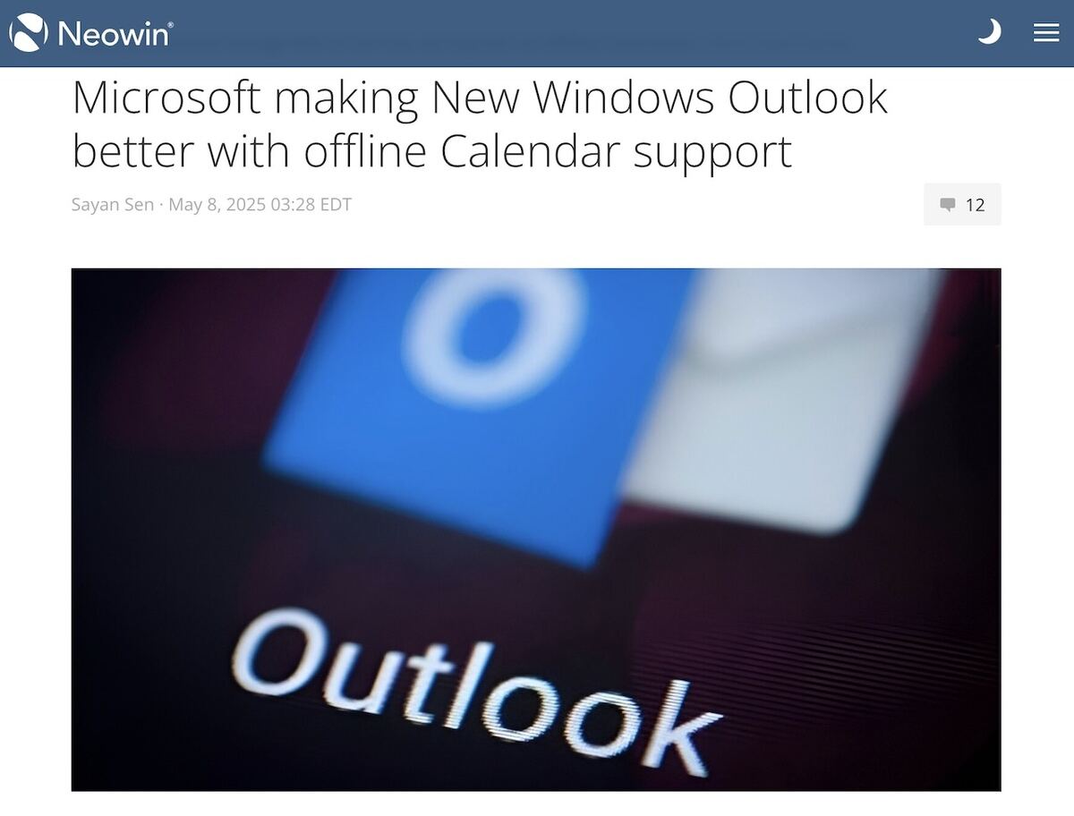 新しいOutlookがカレンダーのオフライン利用をサポート - ライブドアニュース