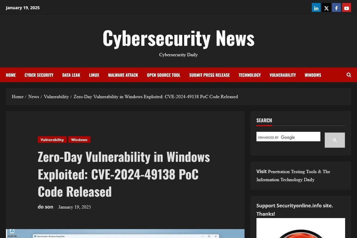 WindowsのSYSTEM権限を不正に取得するPoC公開、更新プログラム適用を - ライブドアニュース