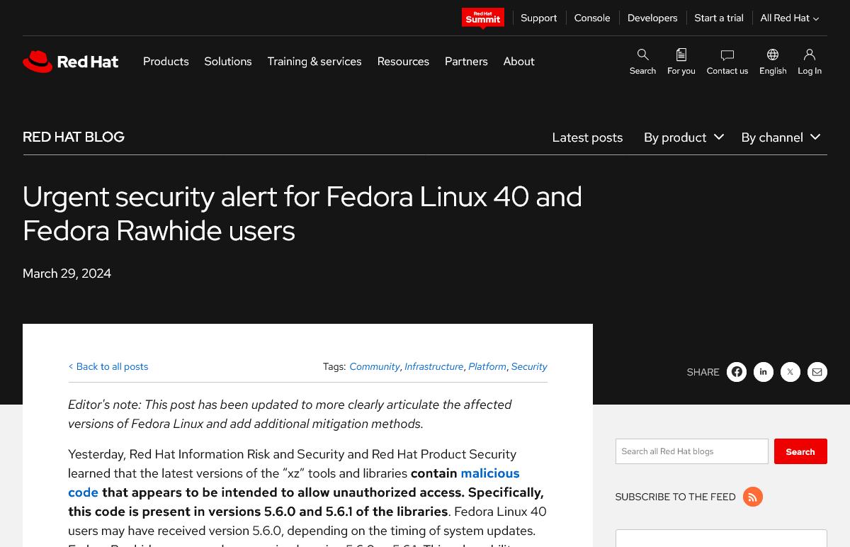 緊急警告、圧縮ツールxzにsshdを介した不正アクセスの可能性 - 利用の中止を (2024年4月1日掲載) - ライブドアニュース