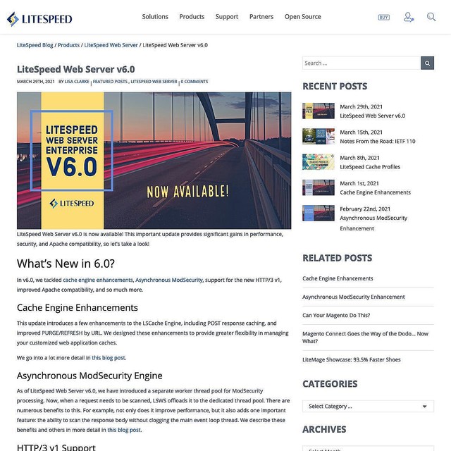 LiteSpeed Web Server v6.0登場、パフォーマンス向上 - ライブドアニュース