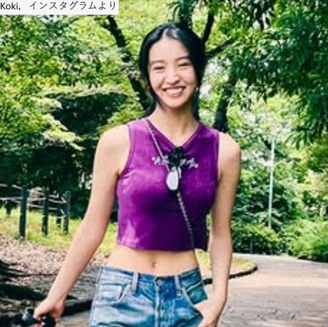 Koki，が美クビレ全開！ ミニ丈タンクトップ姿がスタイル抜群 撮影は姉・Cocomi - ライブドアニュース