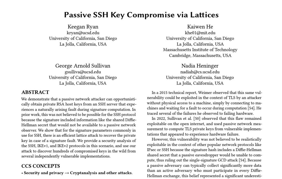 RSA署名の計算エラーからSSHの秘密鍵が盗まれる可能性があると判明 - ライブドアニュース