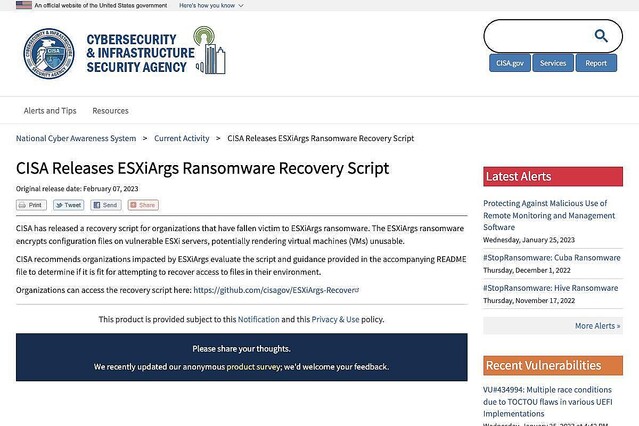 脆弱なVMware ESXi狙うランサムウェアの被害を救済する復旧スクリプト公開 - ライブドアニュース