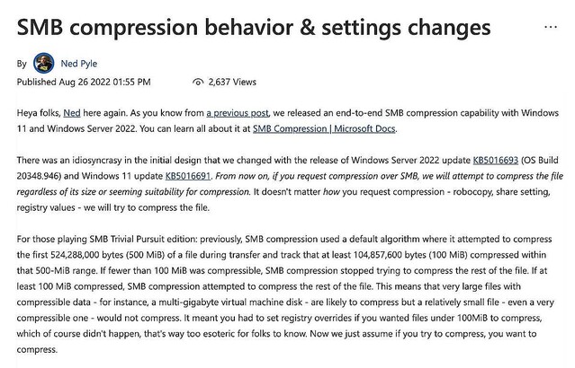 Microsoft、新しい仕様のSMB圧縮をWindows 11/Server 2022向けにリリース - ライブドアニュース