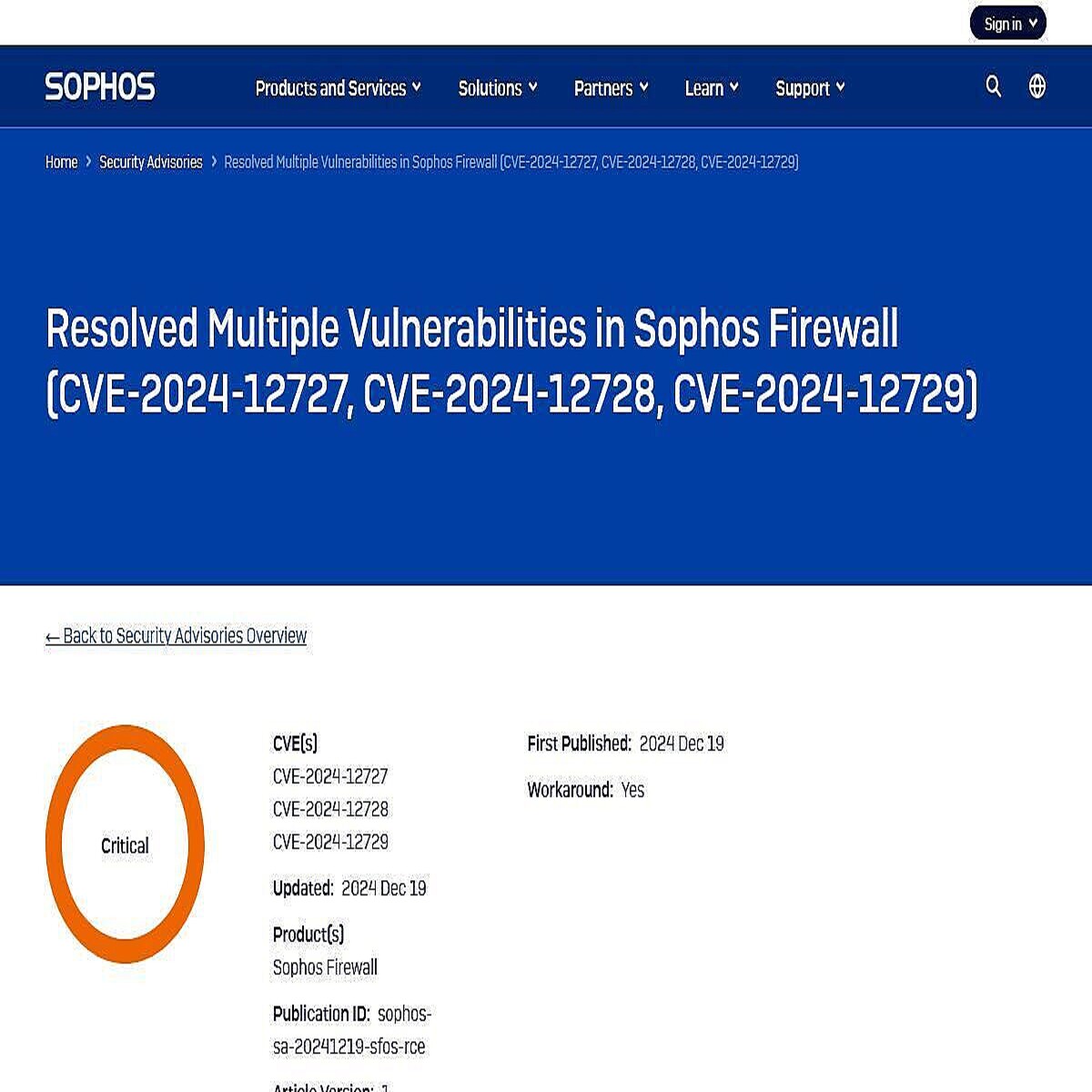 Sophos Firewallに緊急の脆弱性、確認とアップデートを (2024年12月23日掲載) - ライブドアニュース