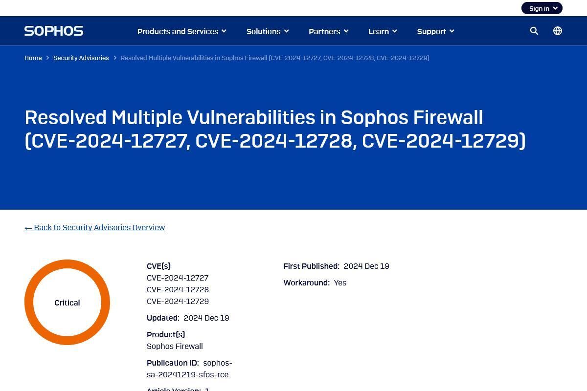 Sophos Firewallに緊急の脆弱性、確認とアップデートを (2024年12月23日掲載) - ライブドアニュース