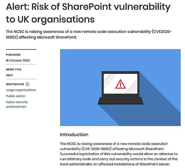 Microsoft SharePointのリモートコード実行の脆弱性に注意喚起 - 英NCSC - ライブドアニュース