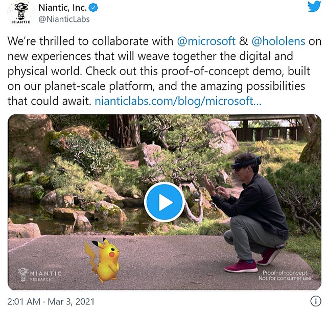 NianticがMicrosoftのMR対応デバイス「HoloLens 2」を使った『Pokémon GO』のコンセプトデモを公開 「これが ...