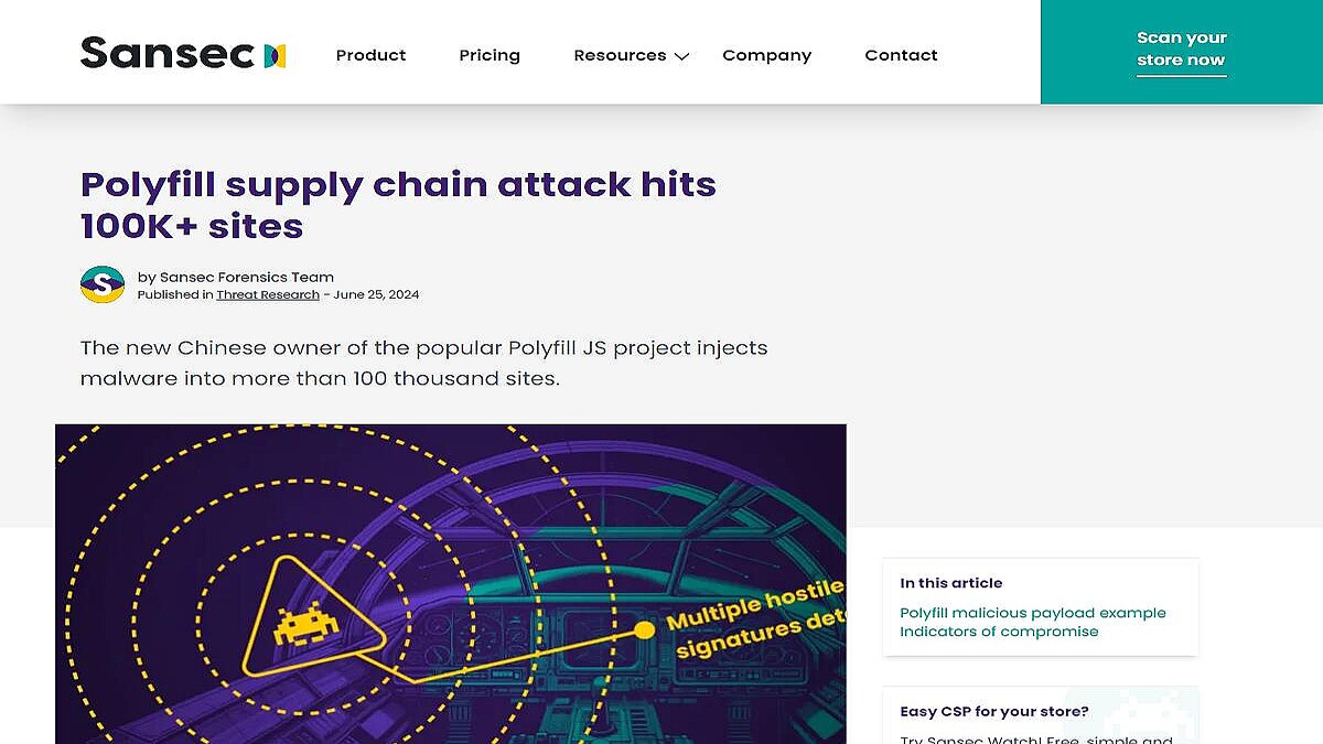 JSライブラリ「Polyfill.io」がマルウェアに改変、10万サイト以上に影響 (2024年6月28日掲載) - ライブドアニュース