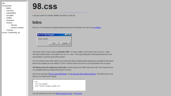 Windows 98のデザインをウェブサイトに適用できるCSS「98.css」、ウェブ上でOSを再現する猛者も - ライブドアニュース
