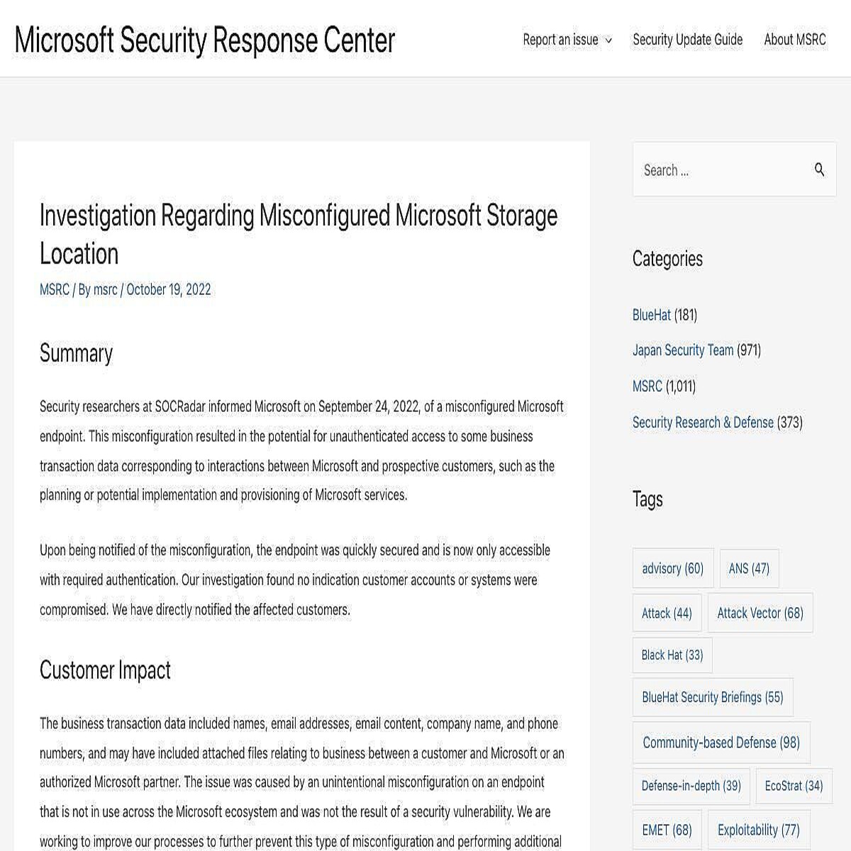 Microsoft、SOCRadarによるデータ漏洩の指摘に「数字を大幅に誇張」 (2022年10月24日掲載) - ライブドアニュース
