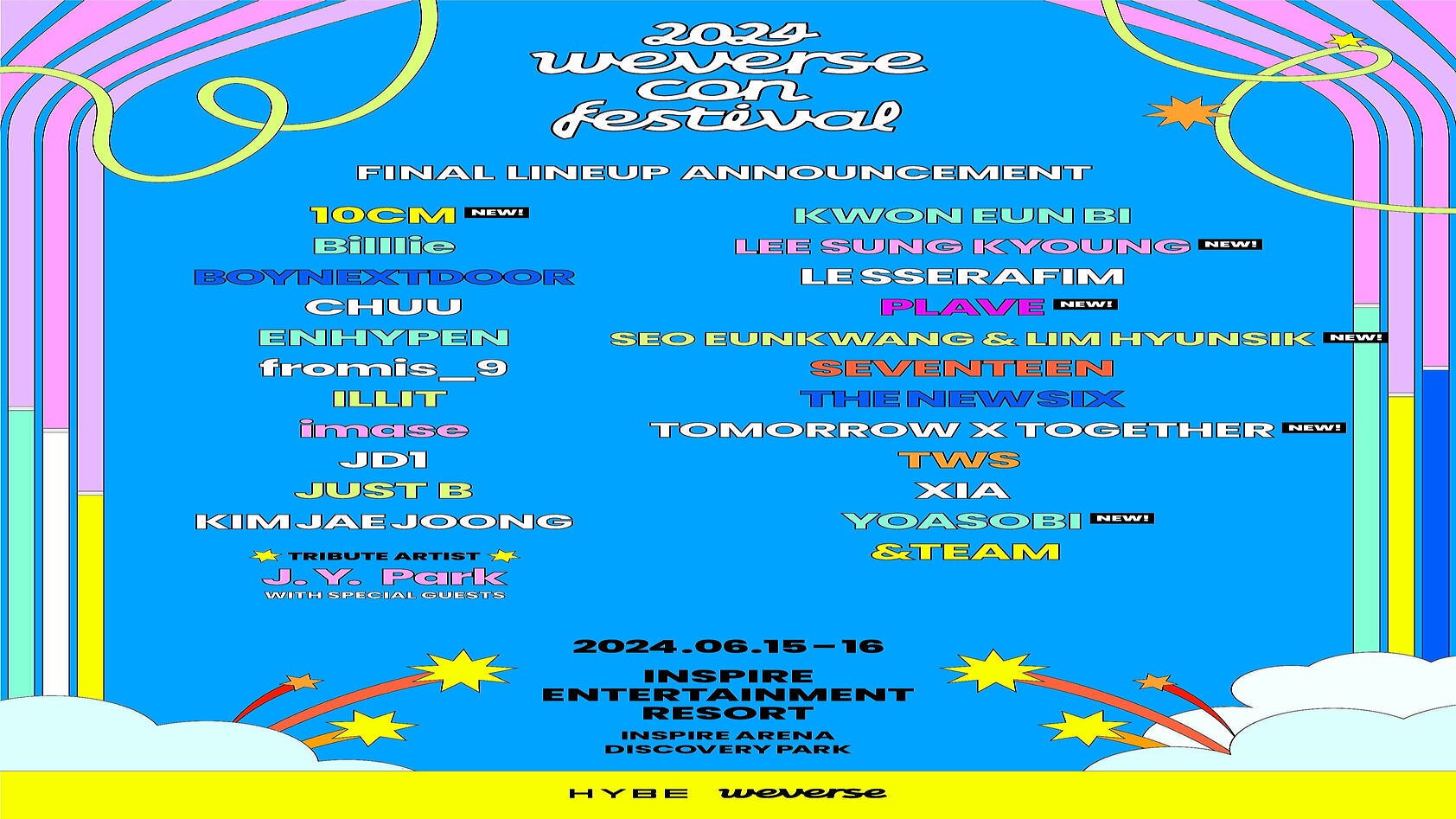 「Weverse Con Festival」J.Y. Park、YOASOBIら出演アーティスト最終発表 (2024年4月24日掲載) - ライブドアニュース