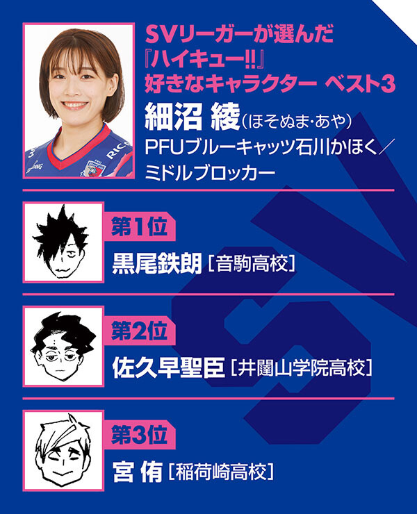 【ハイキュー‼×SVリーグ】PFUブルーキャッツ細沼綾は音駒の黒尾鉄朗に共感「目立たないポジション」のミドルブロッカーという仕事 (2025年2月9日掲載) - ライブドアニュース