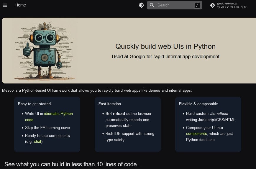 PythonベースのWeb UIフレームワーク「Mesop」v0.72 - ライブドアニュース